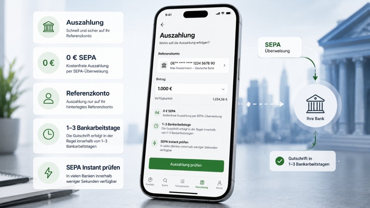 Trade Republic Auszahlung 2026: 0 €, SEPA Instant & Schritte